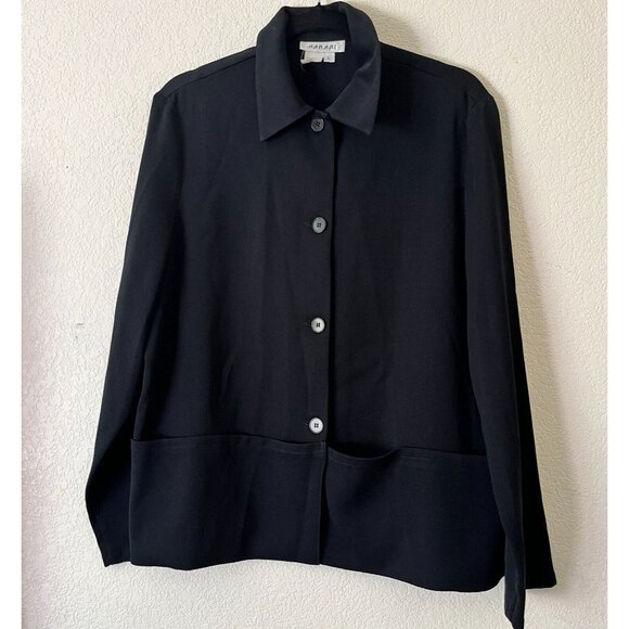 Harari | Tops | Harari Womens Button Up Shirt Large Black Long Sleeve ...